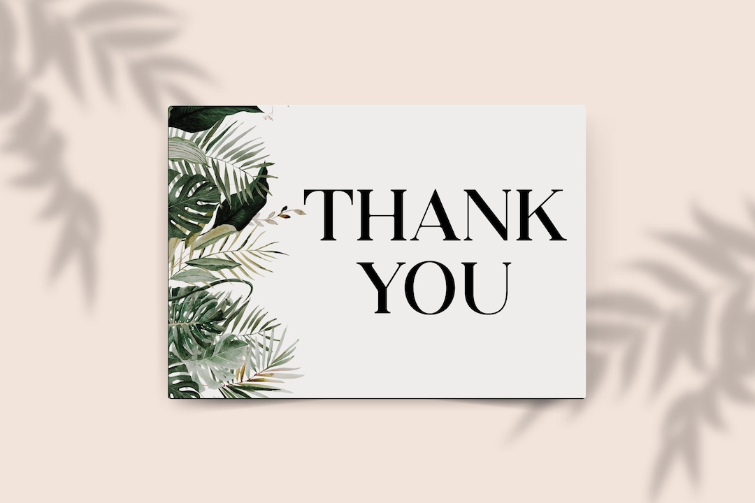Printable Tropical Thank You Card Bachelorette Bridal Shower Tropic ...