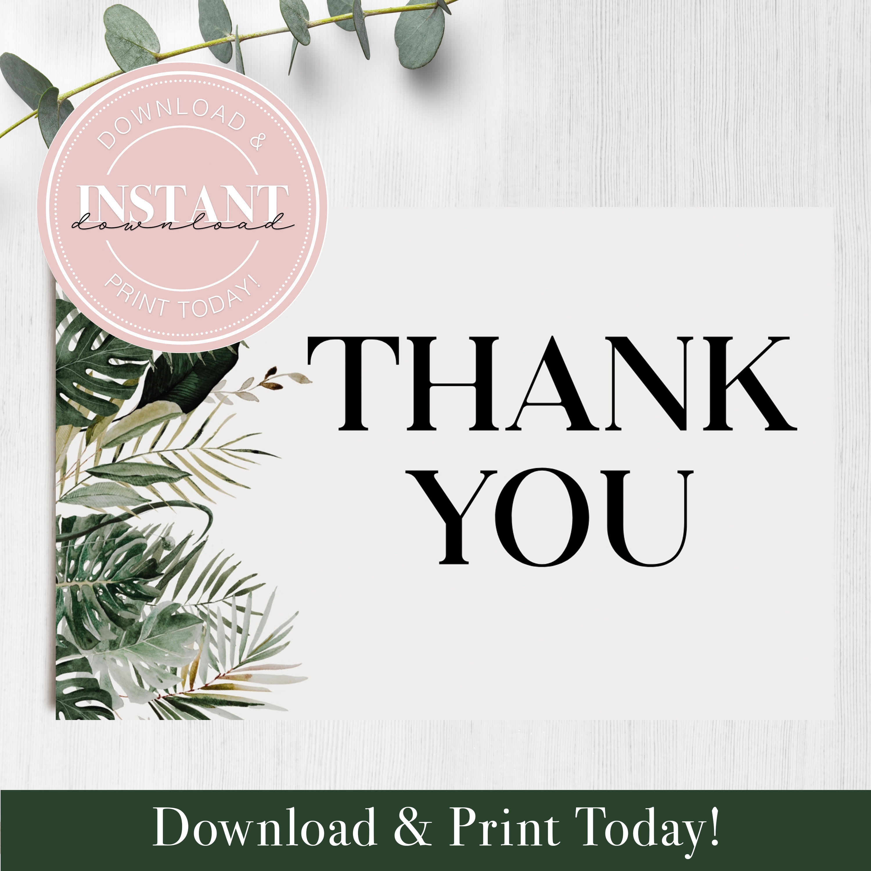 Printable Tropical Thank You Card Bachelorette Bridal Shower Tropic ...