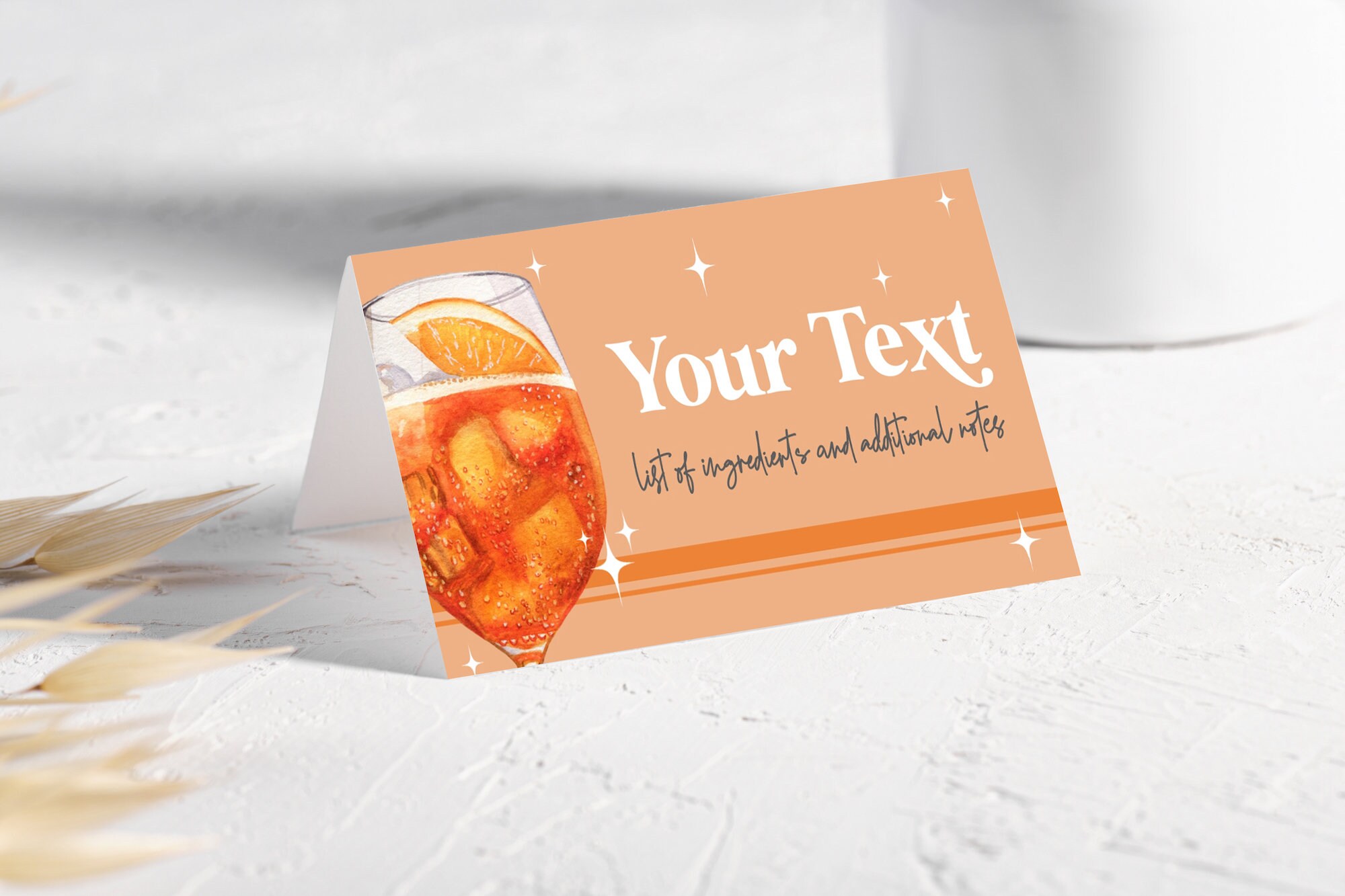 Editable Place Card Template Aperol Spritz Orange Bridal - Etsy