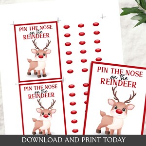 Printable Christmas Elf Game Pin the Nose on the Reindeer Christmas ...