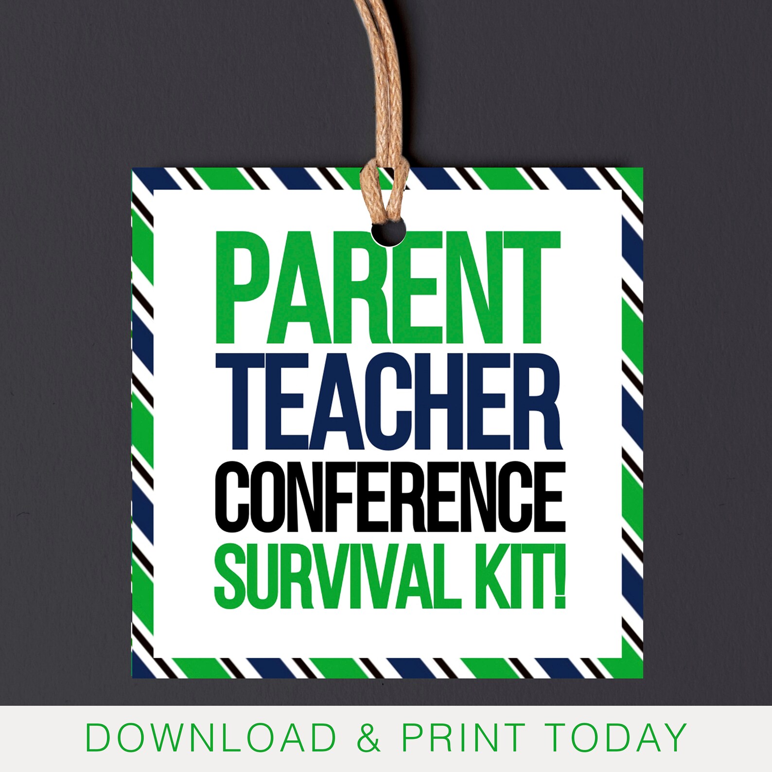 Parent Teacher Conference Survival Kit Square Gift Tags Navy - Etsy ...