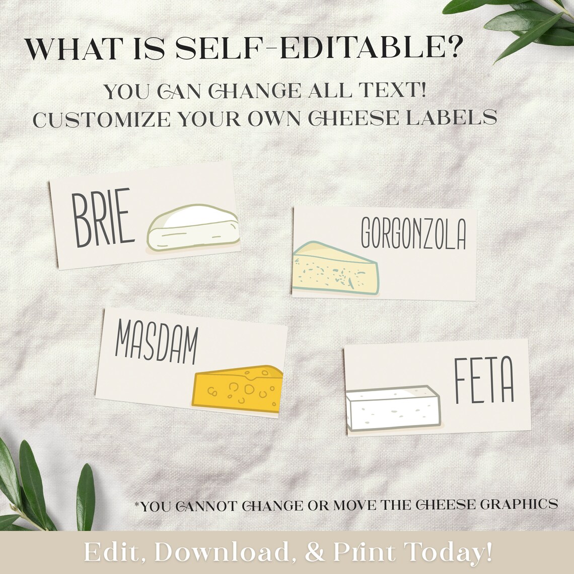 Editable Cheese Food Label Watercolor Cheese Self Edit - Etsy