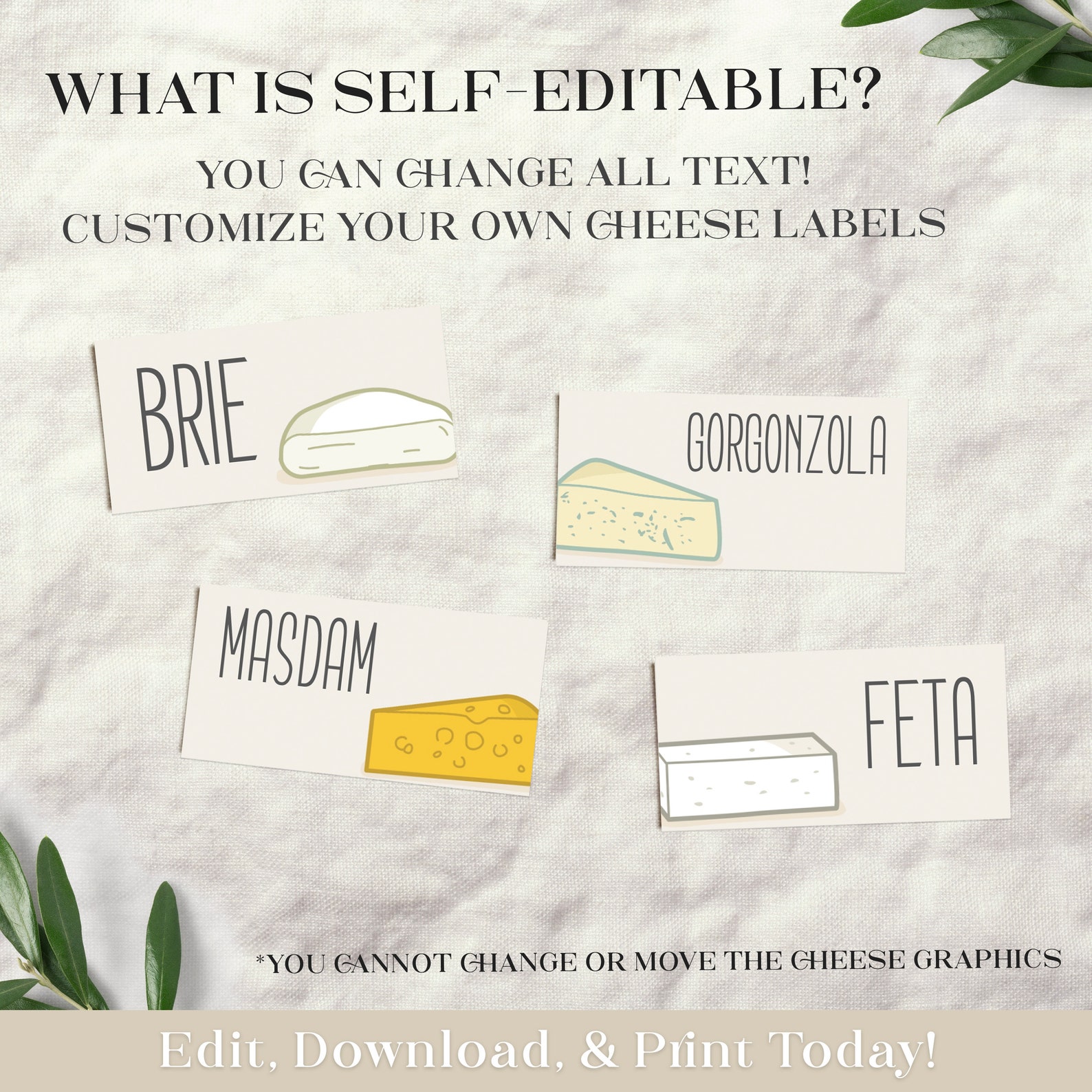 Editable Cheese Food Label Watercolor Cheese Self Edit - Etsy