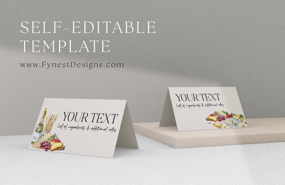 Editable Place Card Sips & Dips Charcuterie Label Wine Tasting Cheese ...