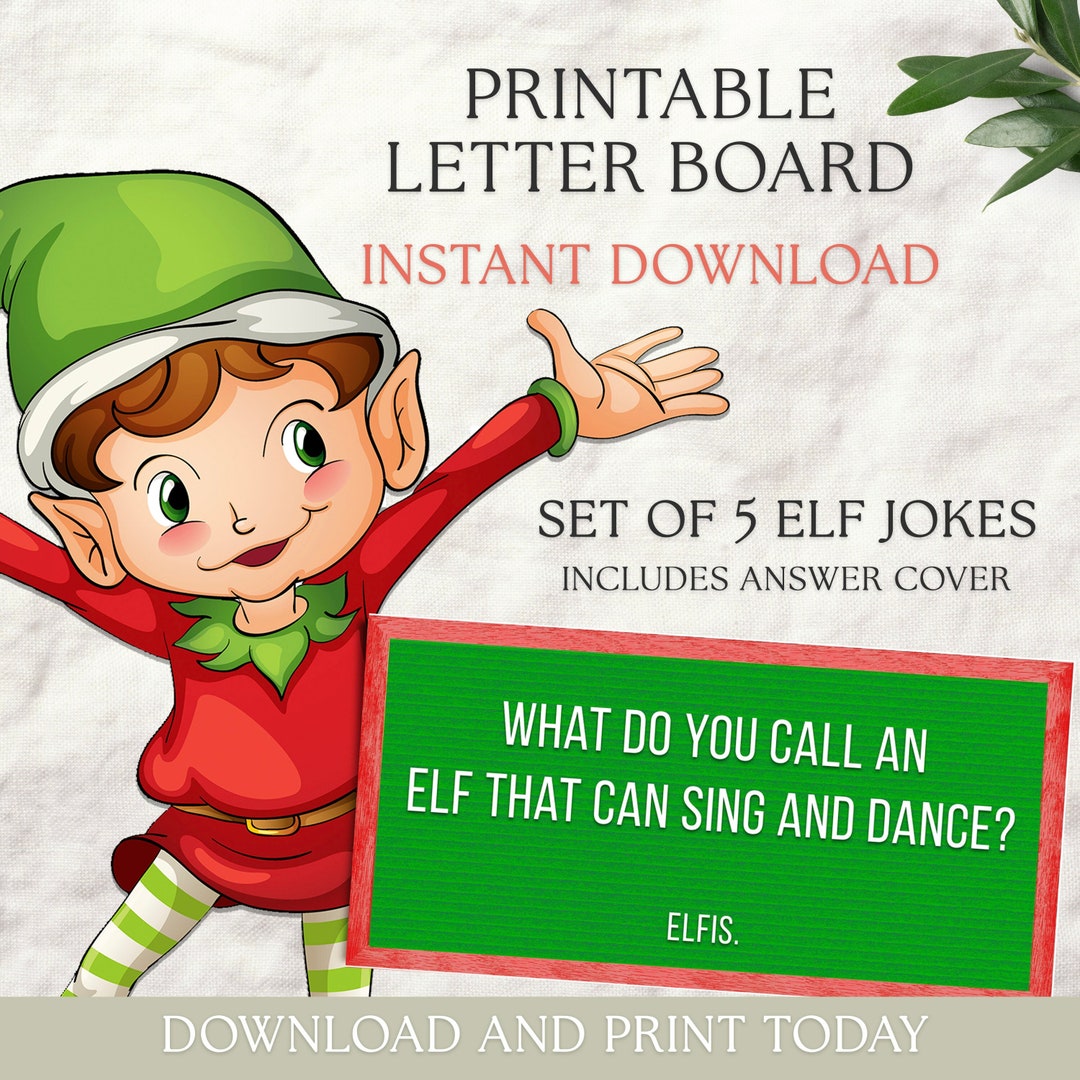 Printable Elf Letterboards Bundle Set of 5 Instant Download Daily Joke ...