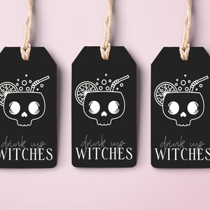 Printable Favor Tag Bachelorette Drink up Witches Gothic Halloween ...