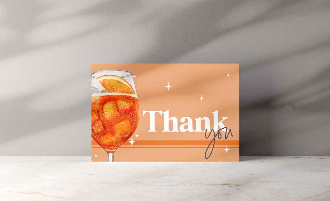 Editable Thank You for Coming Card Aperol Spritz Orange Bridal - Etsy