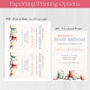 Editable Candle Making Birthday Party Invitation | DIY Handmade Scented ...