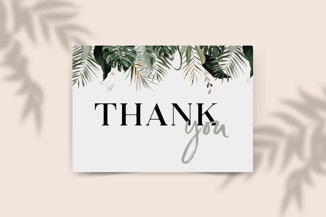 Printable Tropical Thank You Card Bridal Shower Bachelorette Tropic ...