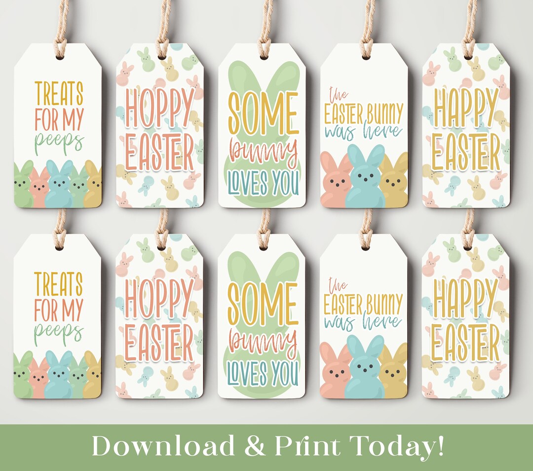 Printable Easter Basket Gift Tags | Set of 5 Bundle Easter Favor Tag ...