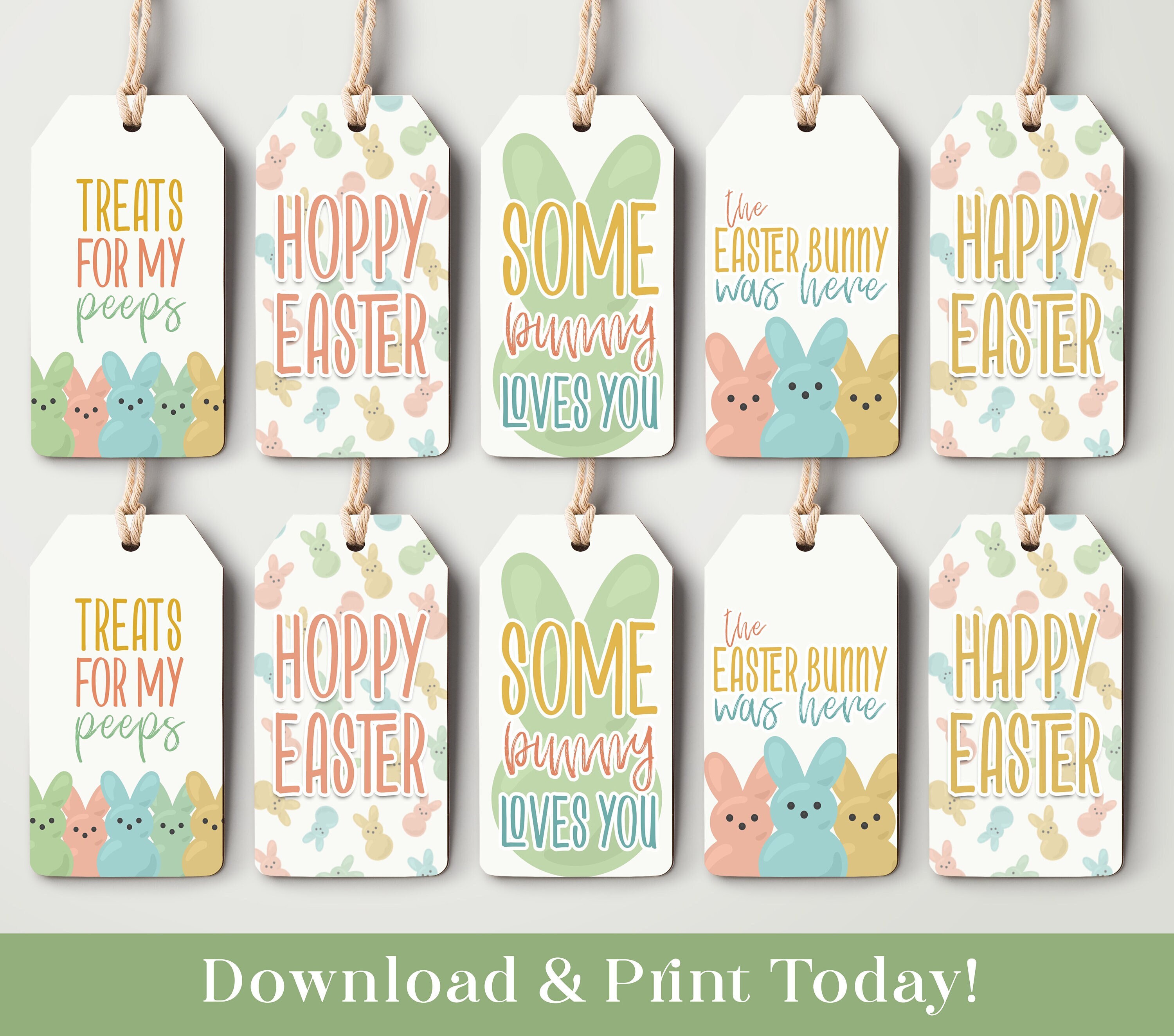 Printable Easter Basket Gift Tags Set of 5 Bundle Easter | Etsy