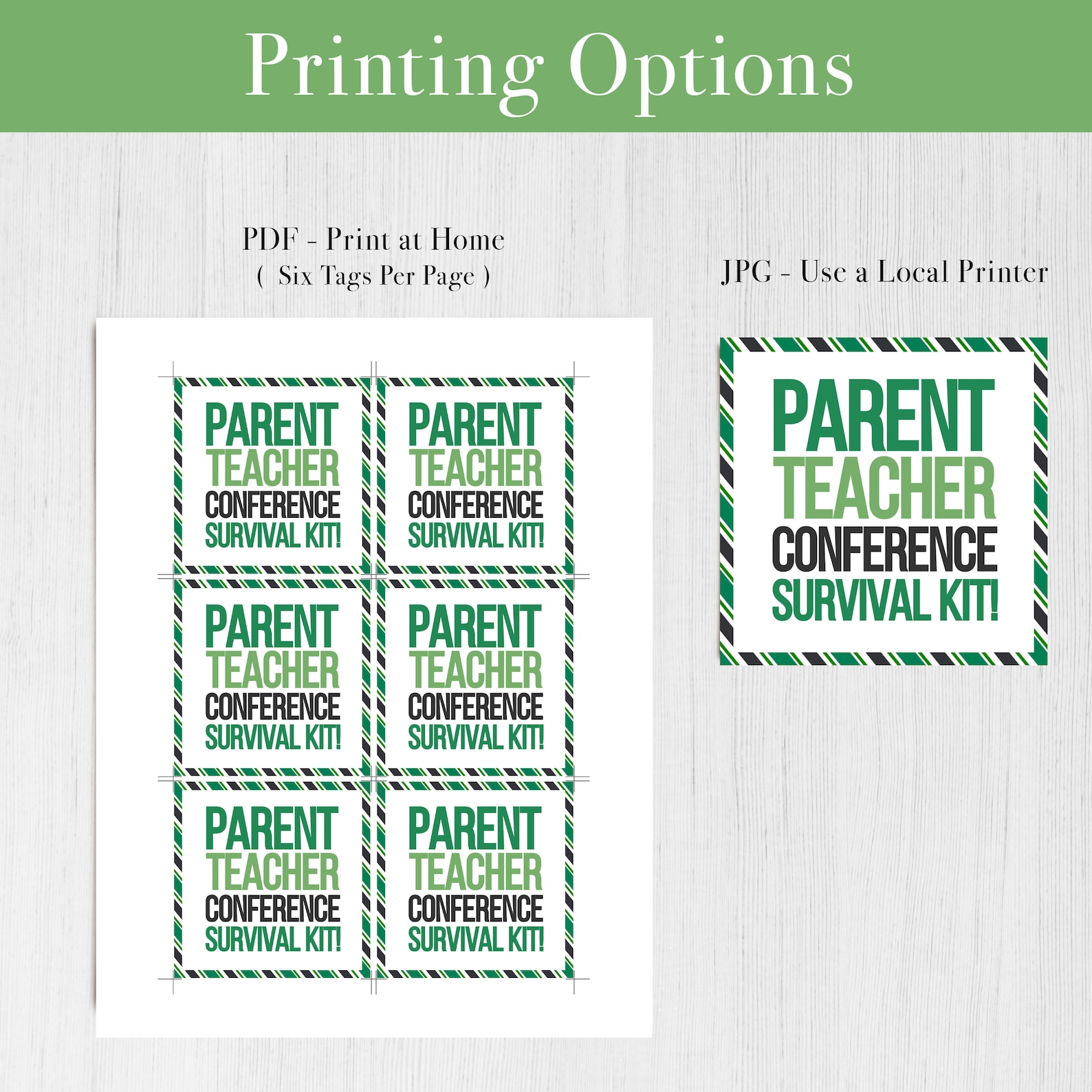 Parent Teacher Conference Survival Kit Square Gift Tags | Black and ...