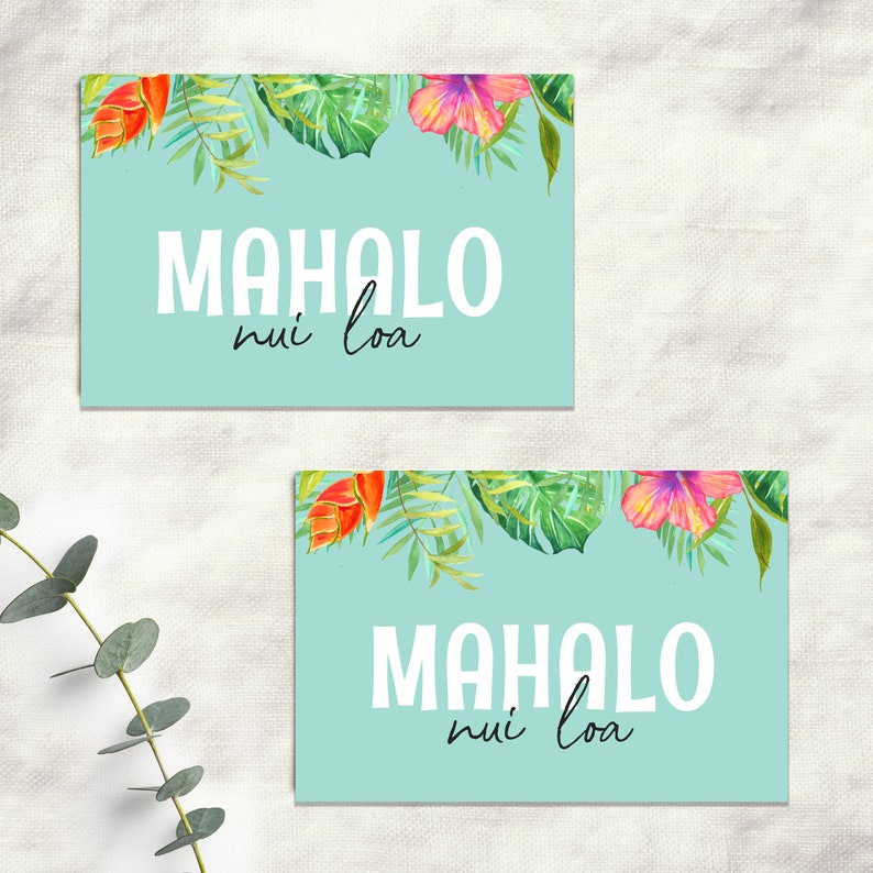Printable Mahalo Nui Loa Birthday Card Bridal Shower Bachelorette ...