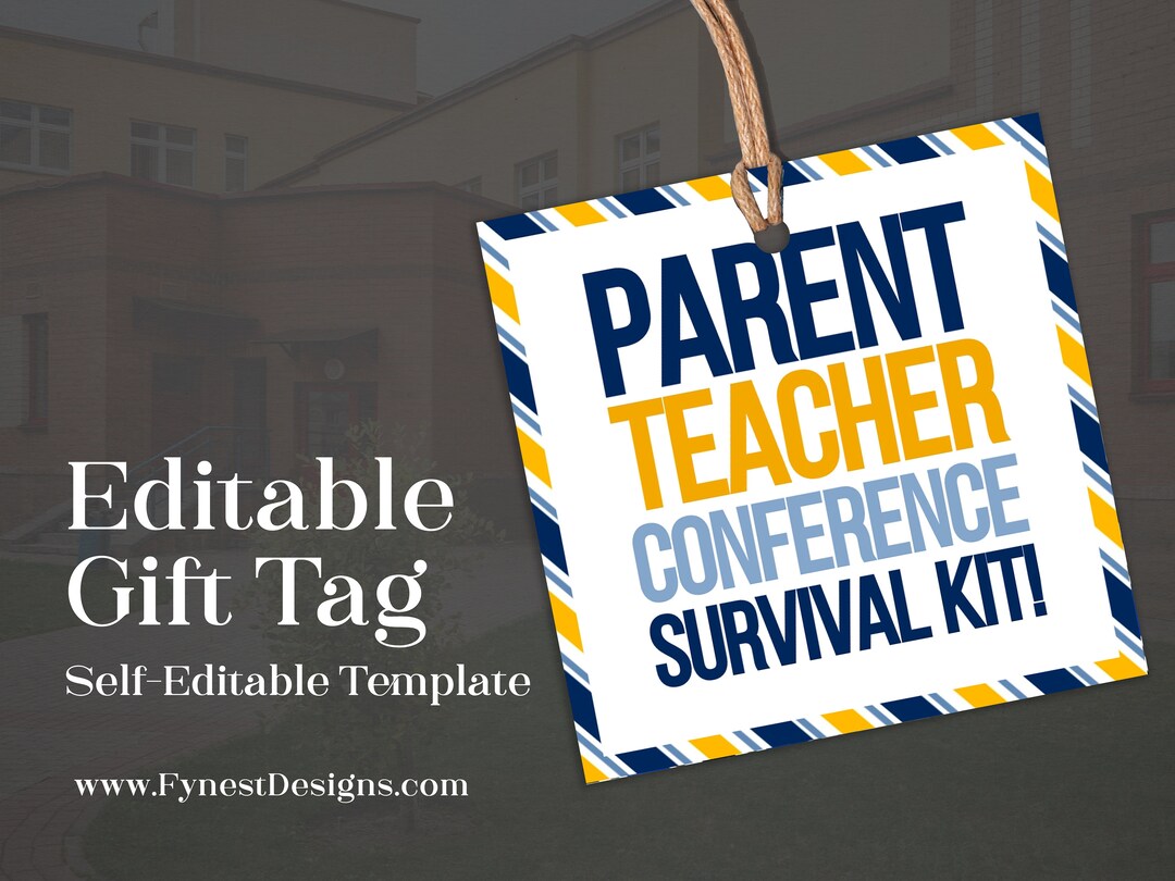 Editable Parent Teacher Conference Survival Kit Square Gift Tags ...