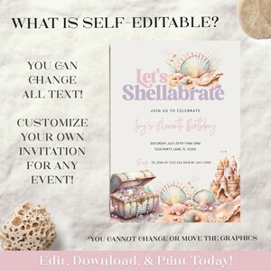 Editable Let’s Shallabrate Birthday Party Invitation Template Mermaid ...