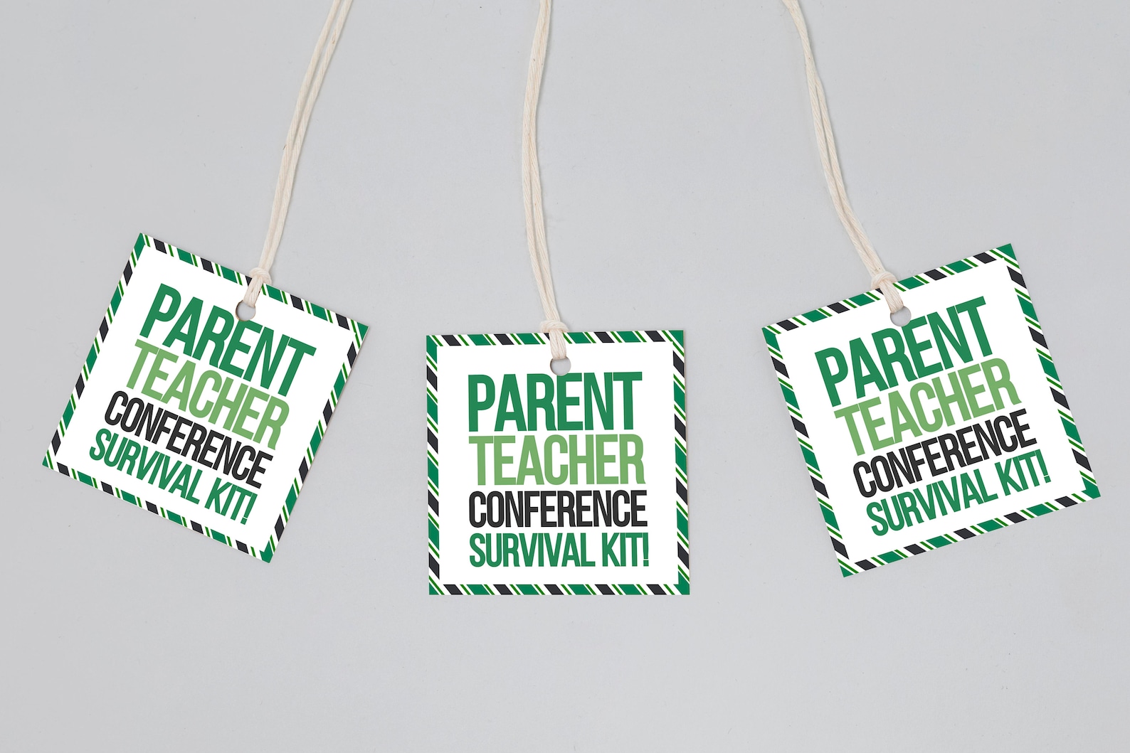 Parent Teacher Conference Survival Kit Square Gift Tags | Black and ...