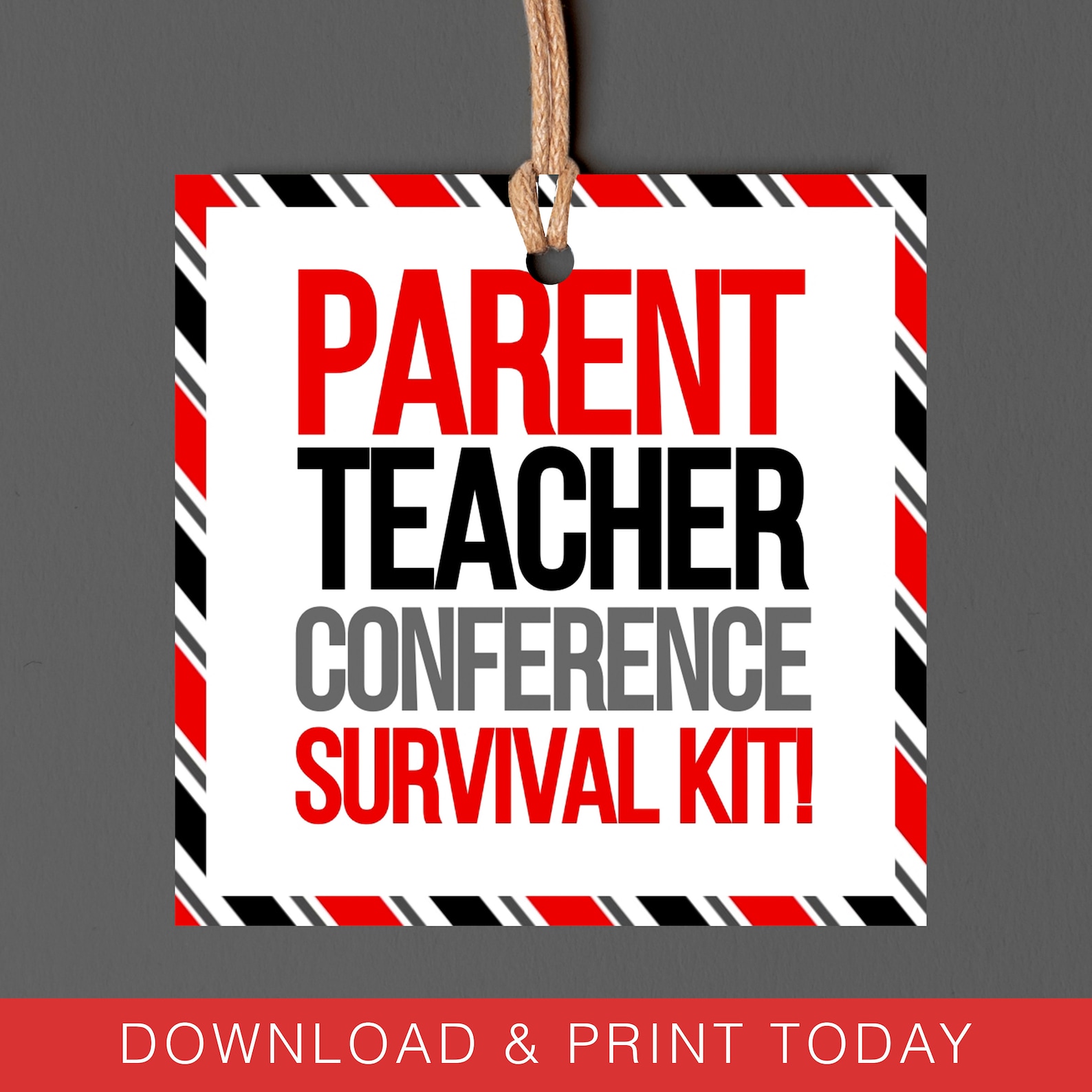 Parent Teacher Conference Survival Kit Square Gift Tags | Etsy