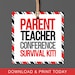 Parent Teacher Conference Survival Kit Square Gift Tags Black and Red ...