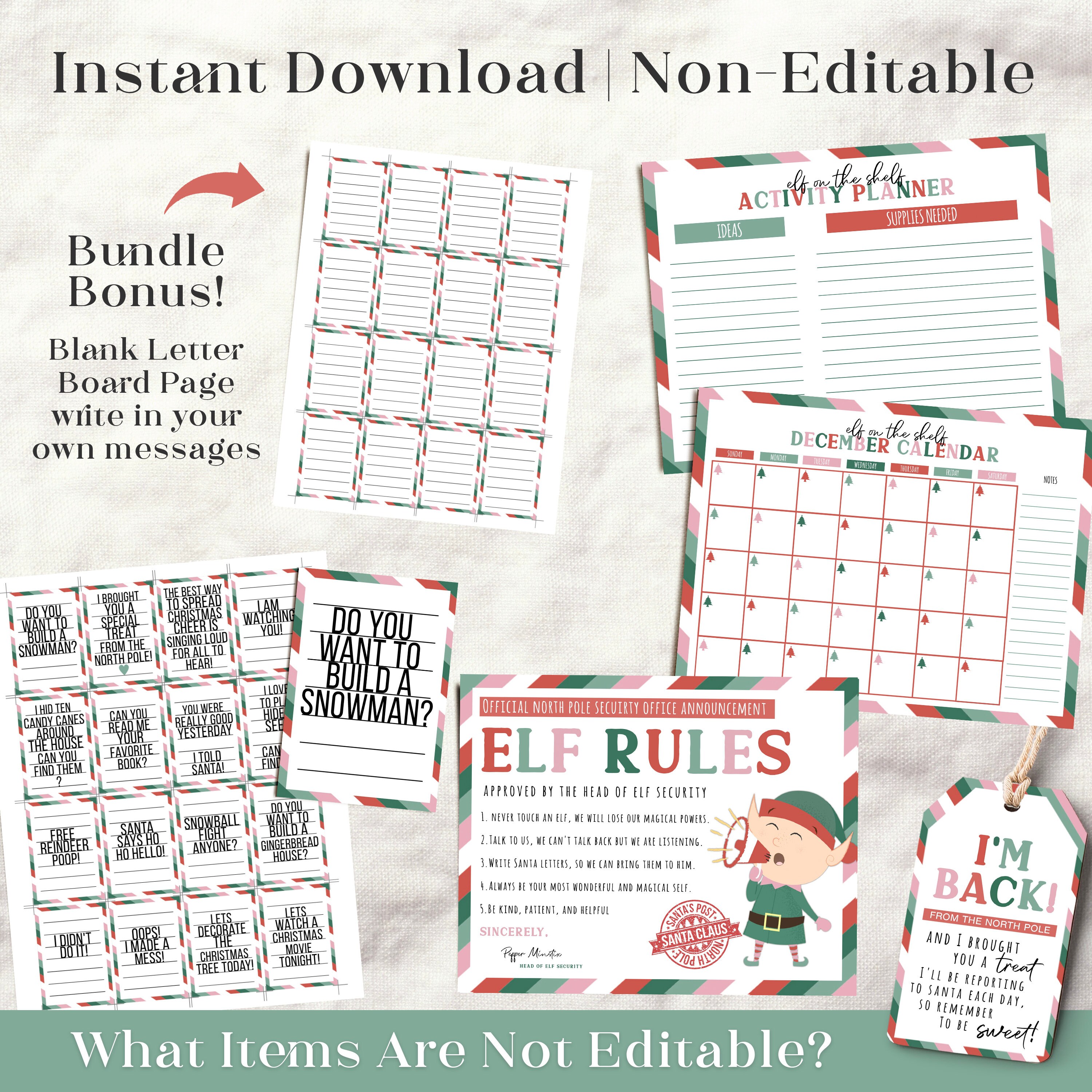 Christmas Elf FULL BUNDLE Printable Letter | Daily Elf Notes | Santa ...