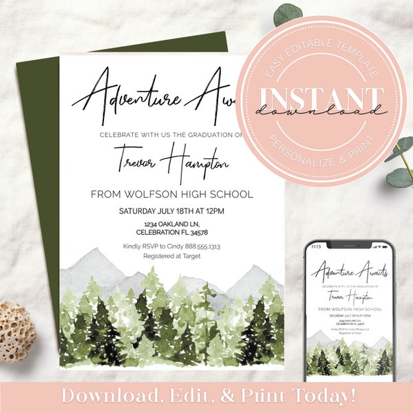 Mountains Graduation Invitation - Etsy