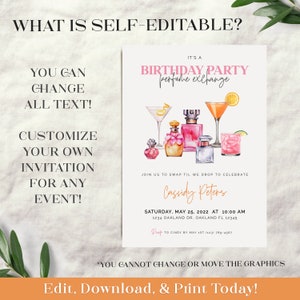 Editable Perfume Themes Party Invitation Template Perfume Swap Birthday ...