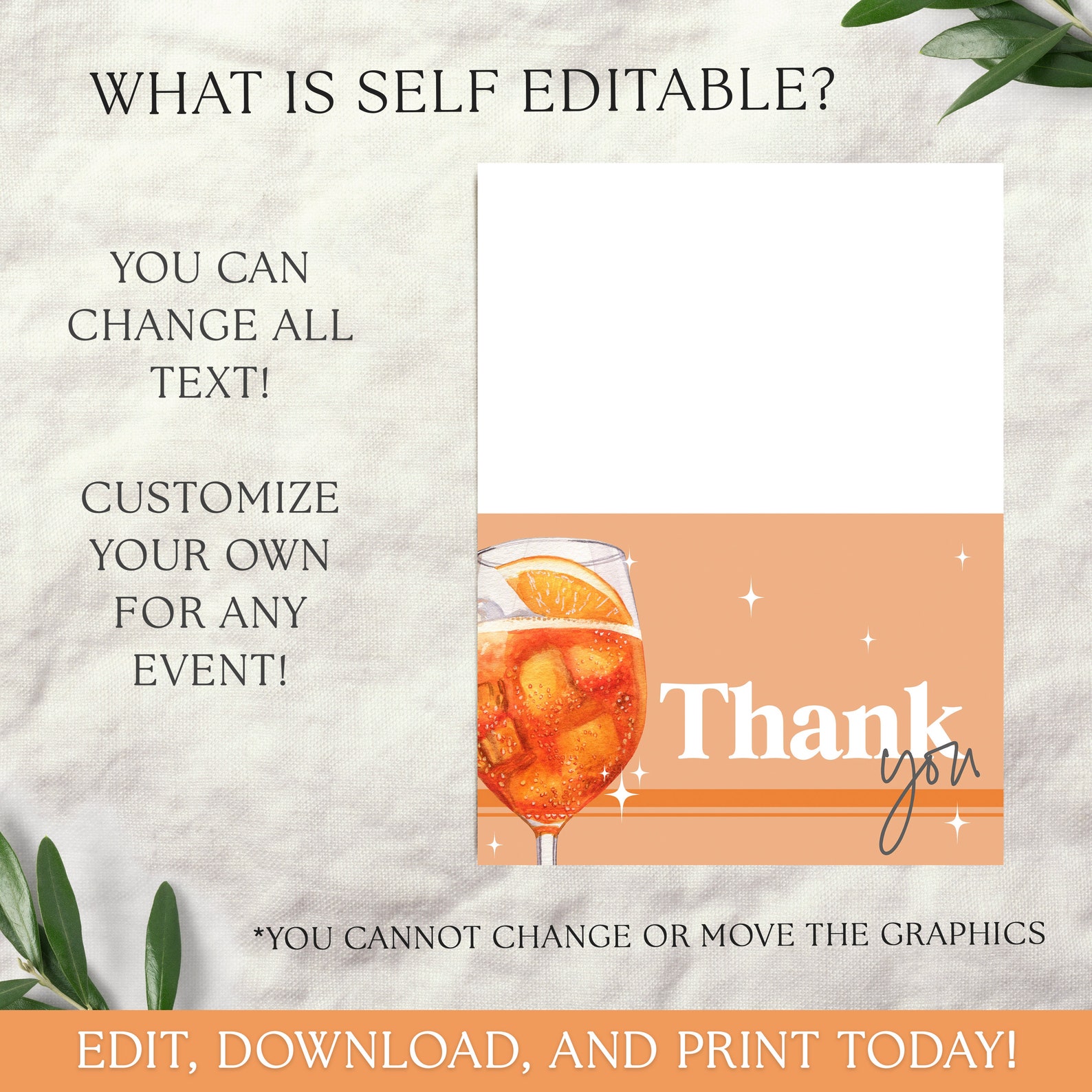Editable Thank You for Coming Card Aperol Spritz Orange Bridal - Etsy