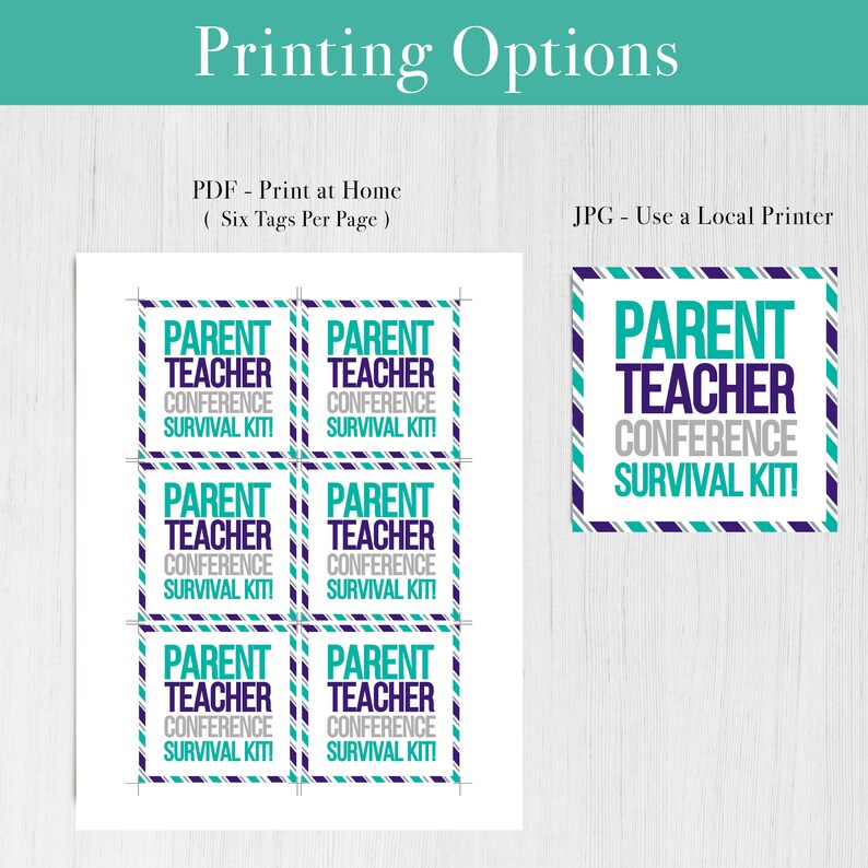 Parent Teacher Conference Survival Kit Square Gift Tags Teal - Etsy