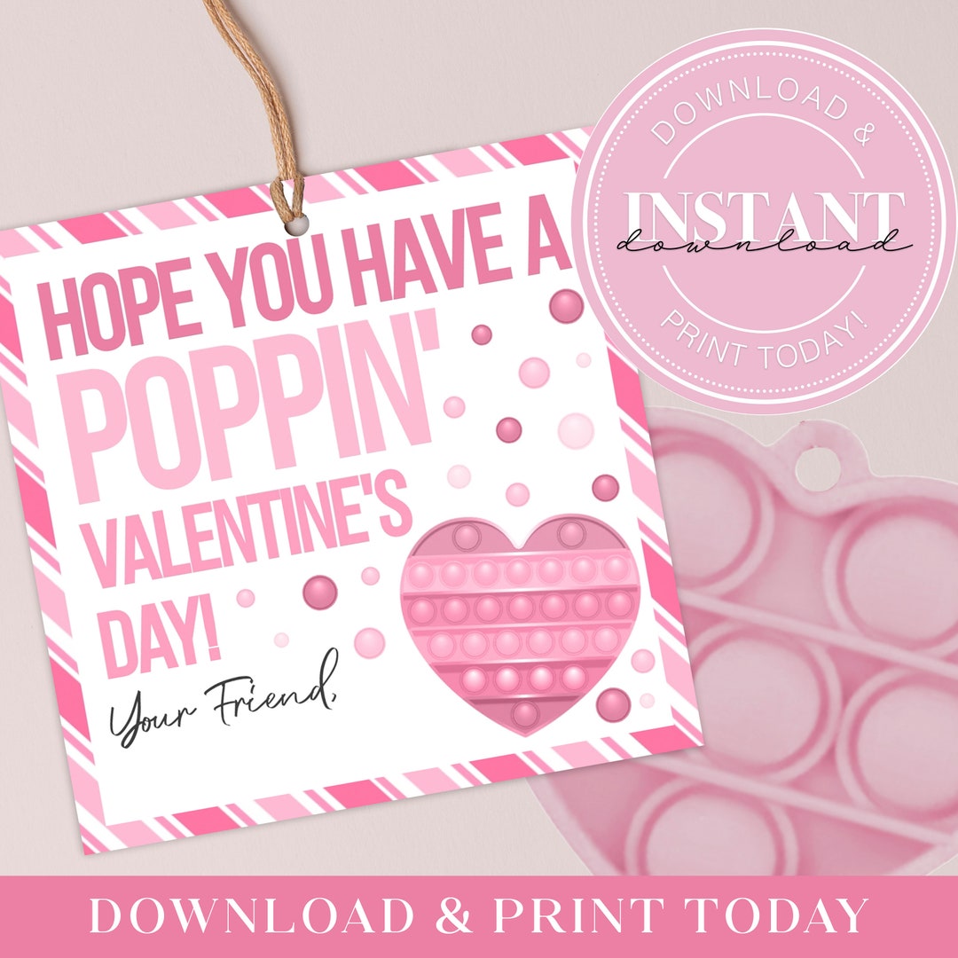 Valentine's Day Pop It Gift Tag Hope You Have a Popping Vday Pink ...
