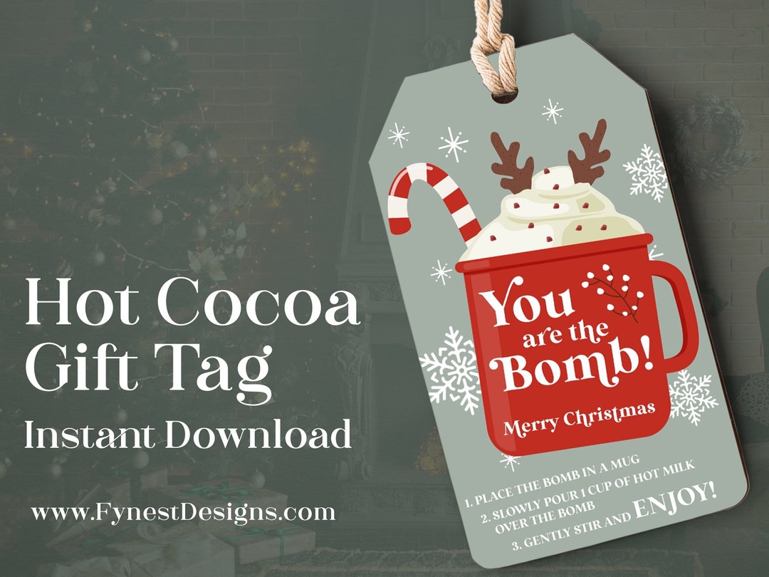 Printable Hot Chocolate Bomb Gift Tag Christmas Hot Cocoa - Etsy