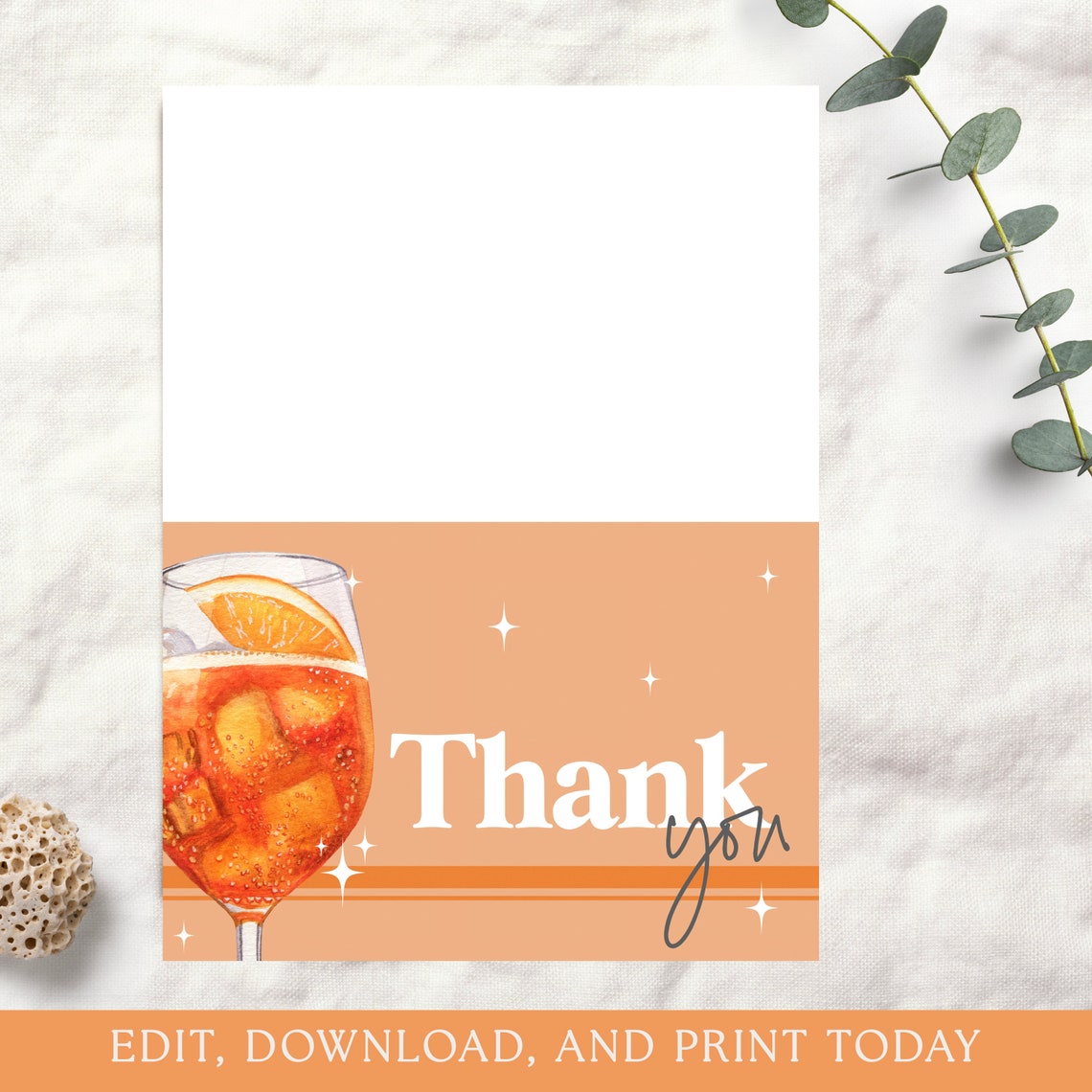 Editable Thank You for Coming Card Aperol Spritz Orange Bridal - Etsy