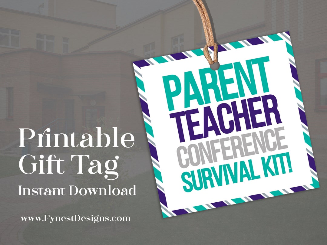 Parent Teacher Conference Survival Kit Square Gift Tags | Teal and ...