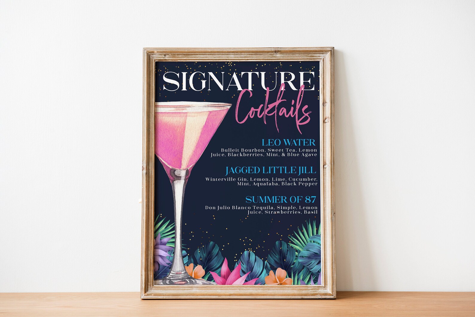 Editable Signature Cocktail Sign Confetti and Cocktails - Etsy