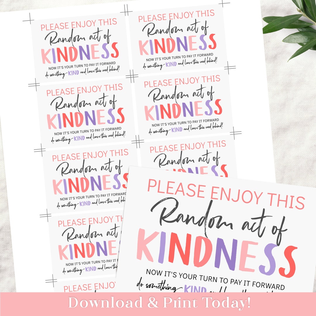Random Act of Kindness Valentines Day Printable Card Instant Download ...
