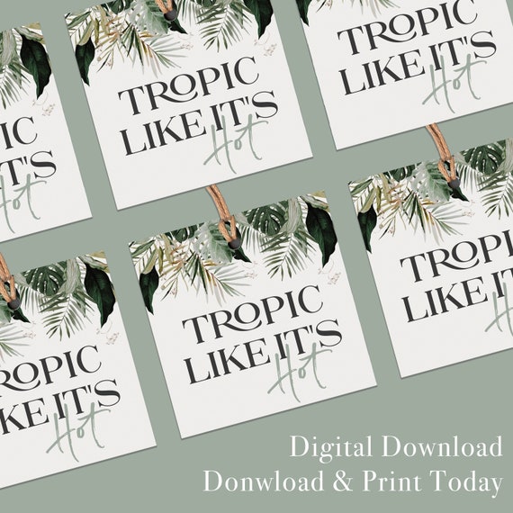 Printable Tropical Favor Gift Tag Topic Like Its Hot Square | Etsy