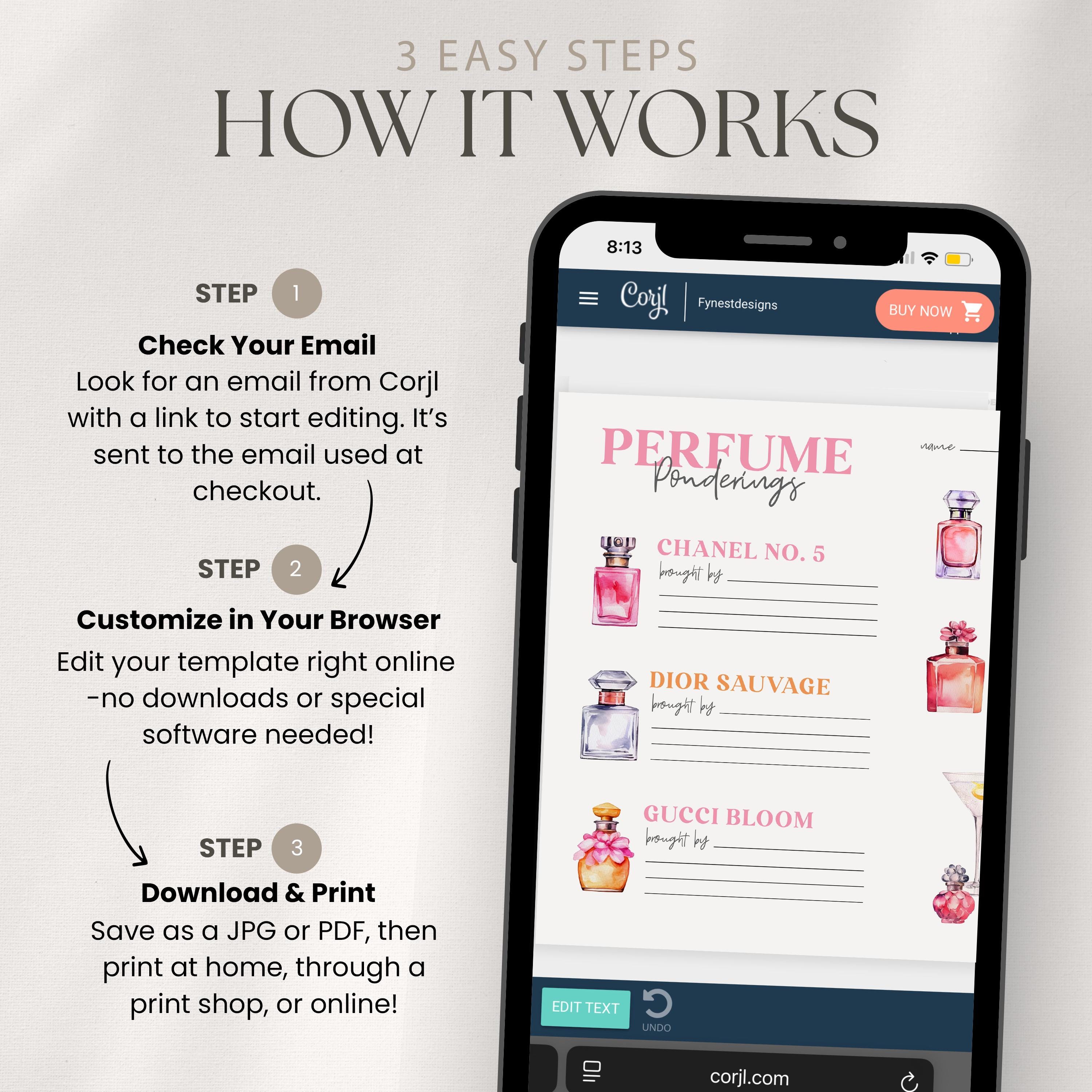 Editable Watercolor Perfume Exchange Review Sheet | Modern Bridal ...