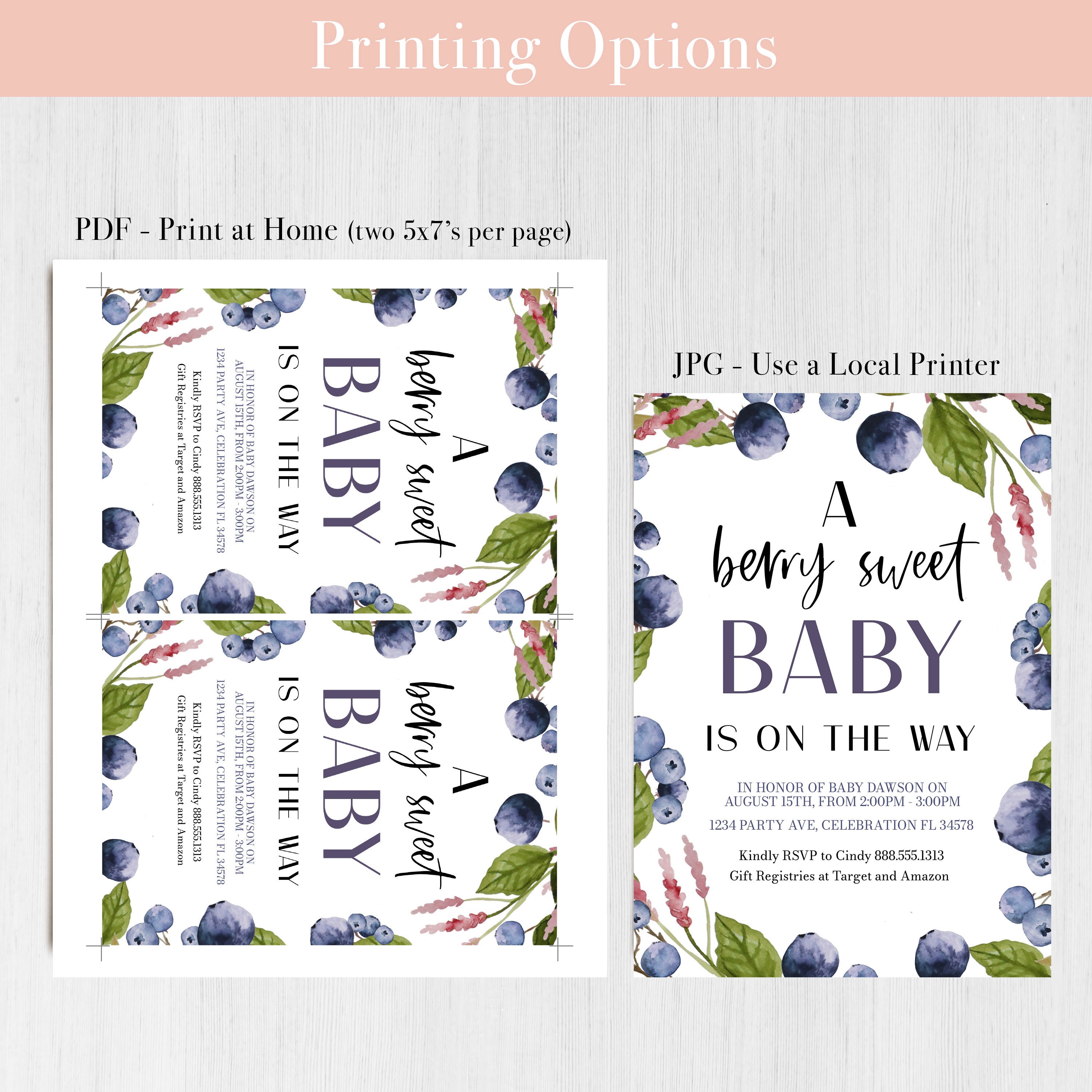 Editable A Berry Sweet Baby is on the Way Baby Shower Invitation ...