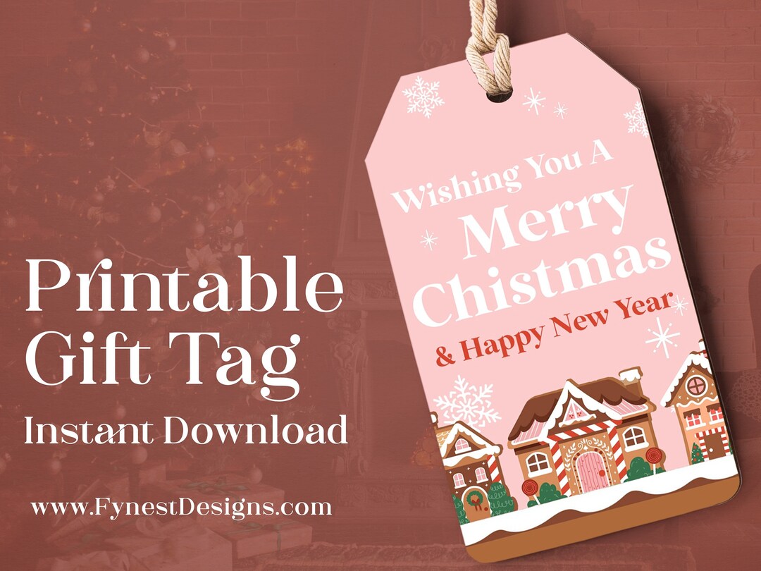 Printable Xmas Gift Tag Cute Gingerbread House Merry Christmas Friend ...