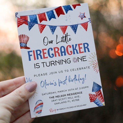 Our Little Firecracker is Turning One 1st Birthday 4th of - Etsy