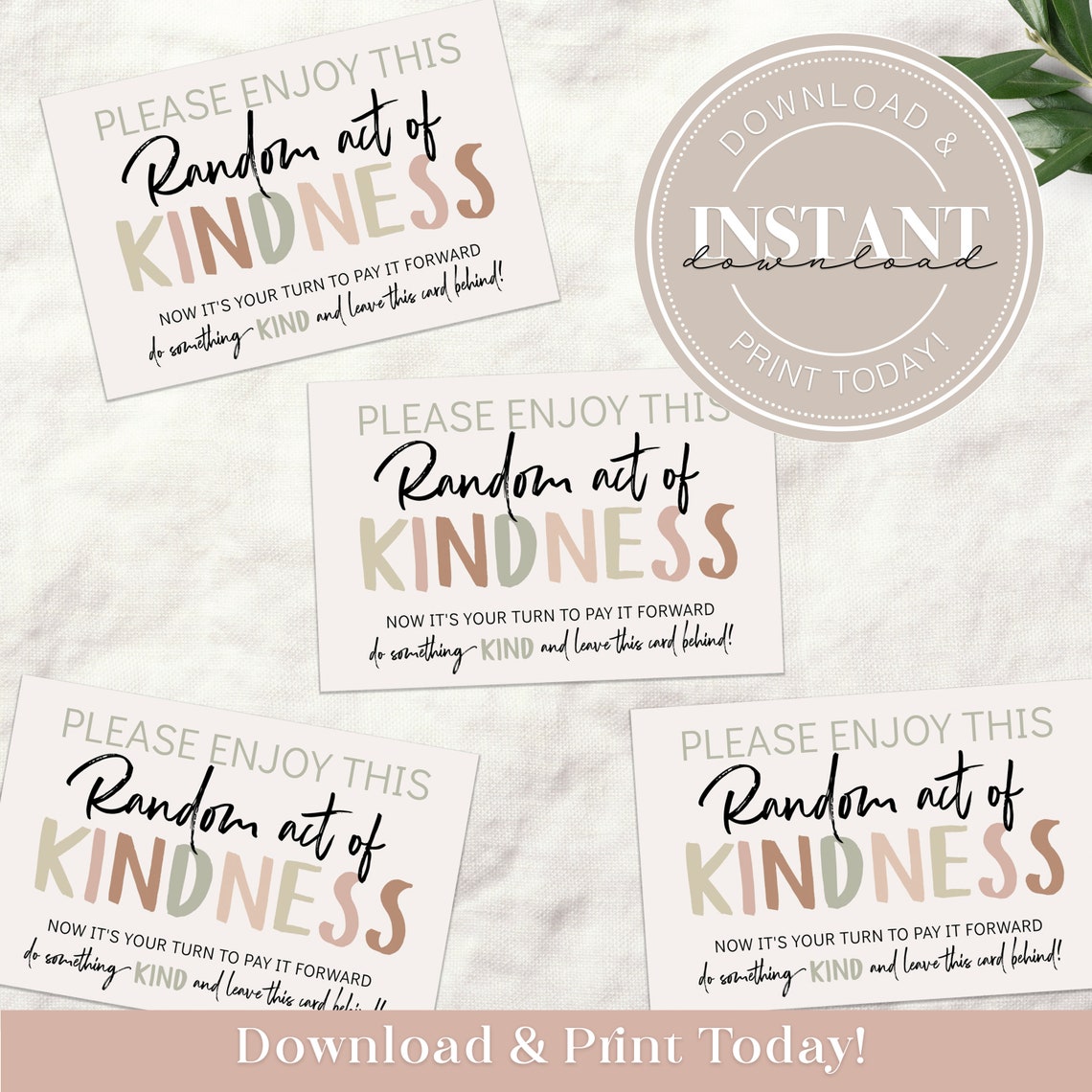 Random Act of Kindness Printable Card | Instant Download Pay It Forward ...