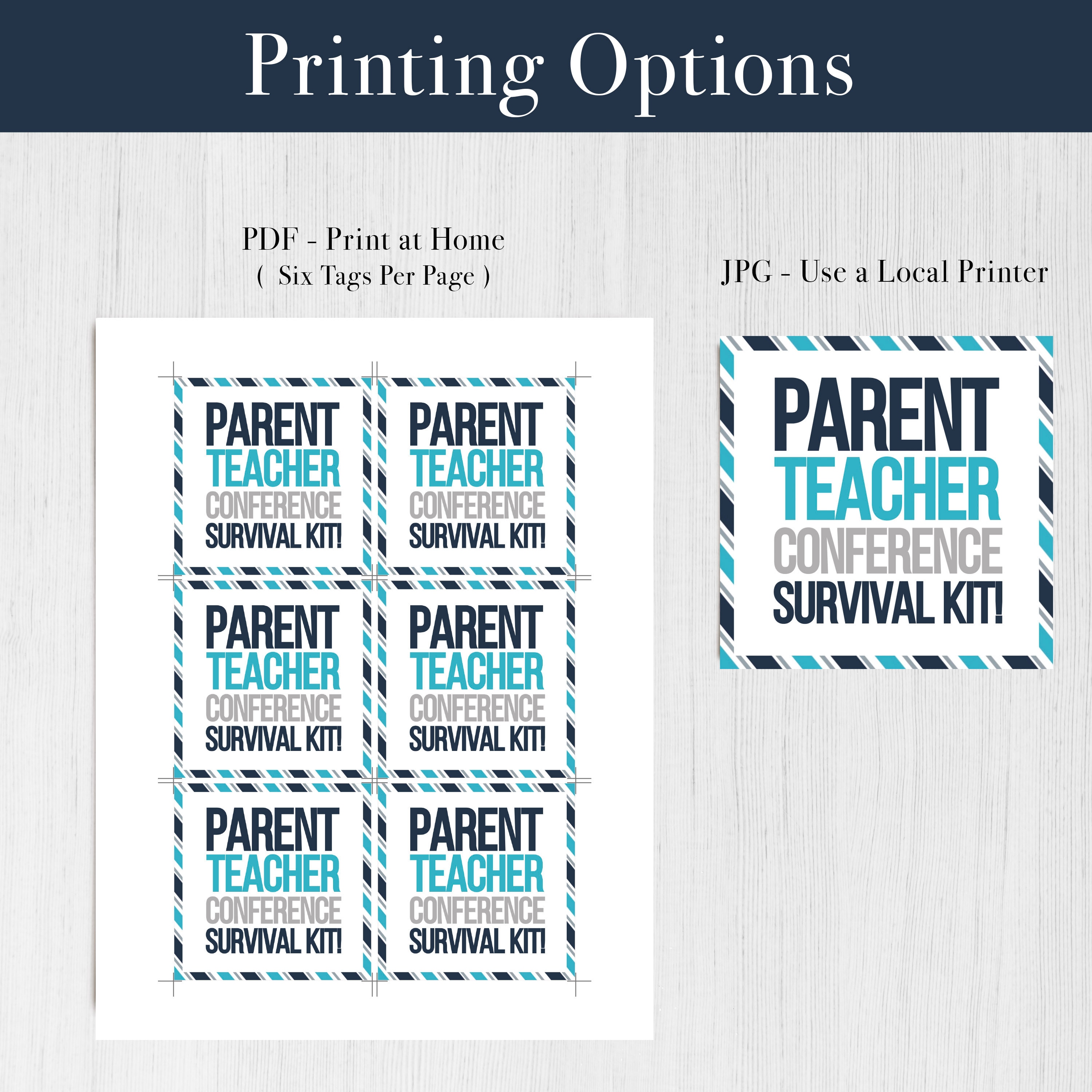 Parent Teacher Conference Survival Kit Square Gift Tags Navy - Etsy