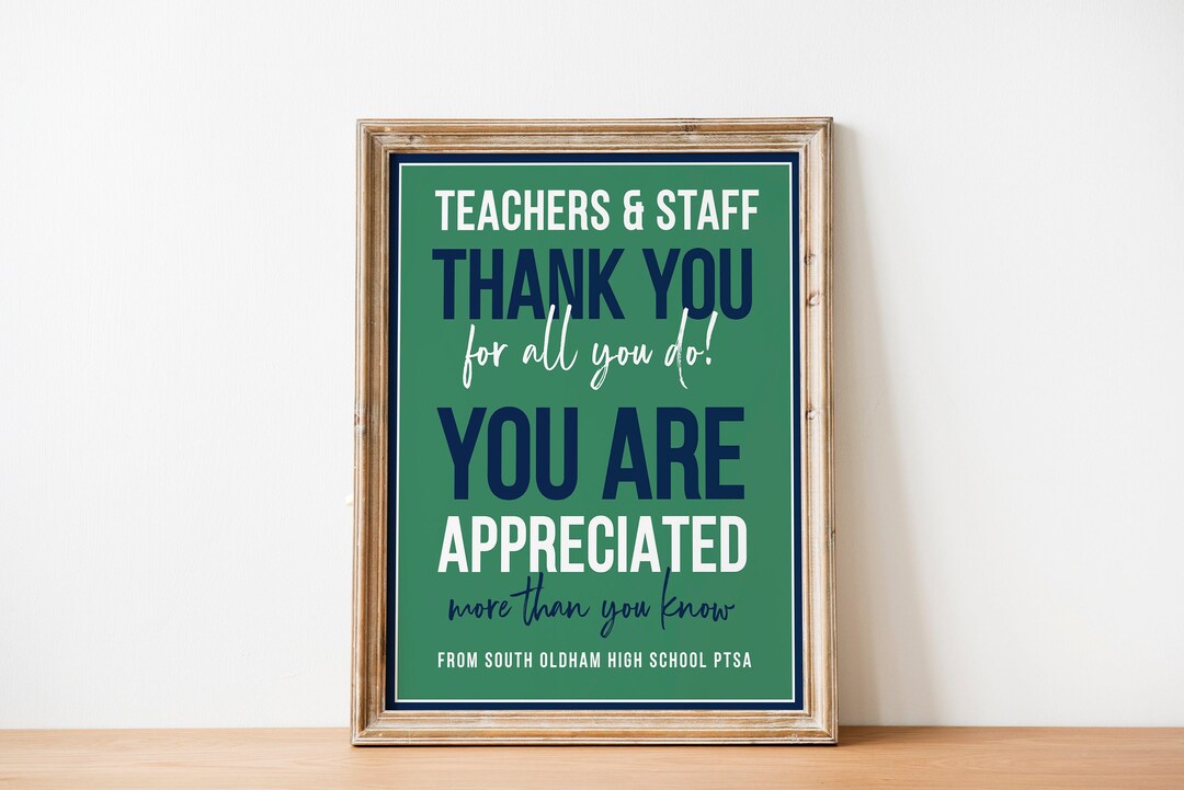 Editable Teacher Appreciation Staff Sign | PTO PTSA Staff Gift Ideas ...
