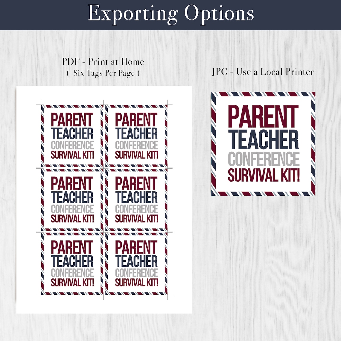Parent Teacher Conference Survival Kit Square Gift Tags Navy - Etsy