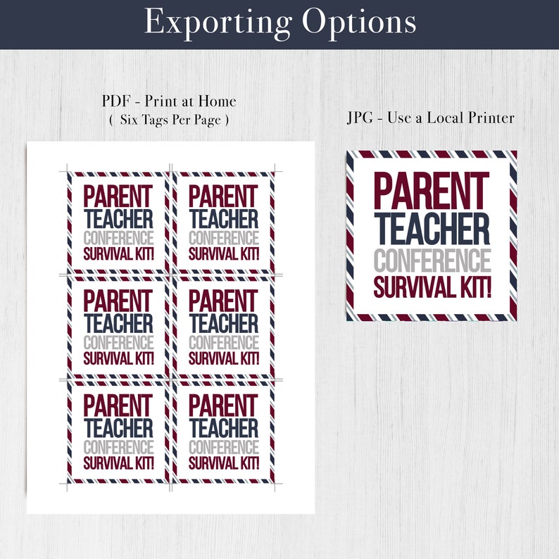 Parent Teacher Conference Survival Kit Square Gift Tags | Navy and ...