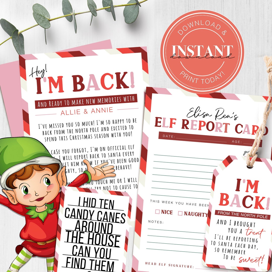 Christmas Elf Returning BUNDLE Printable Letter Daily Elf Notes Santa ...