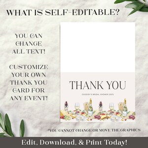 Printable Thank You Card Template Sips & Dips Charcuterie Label Wine ...
