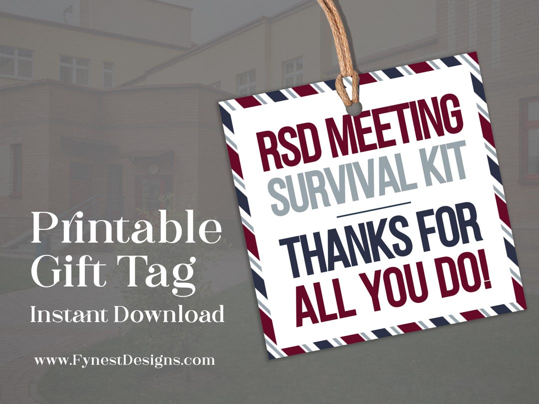 Printable RSD Meeting Conference Survival Kit Square Gift Tags Maroon ...