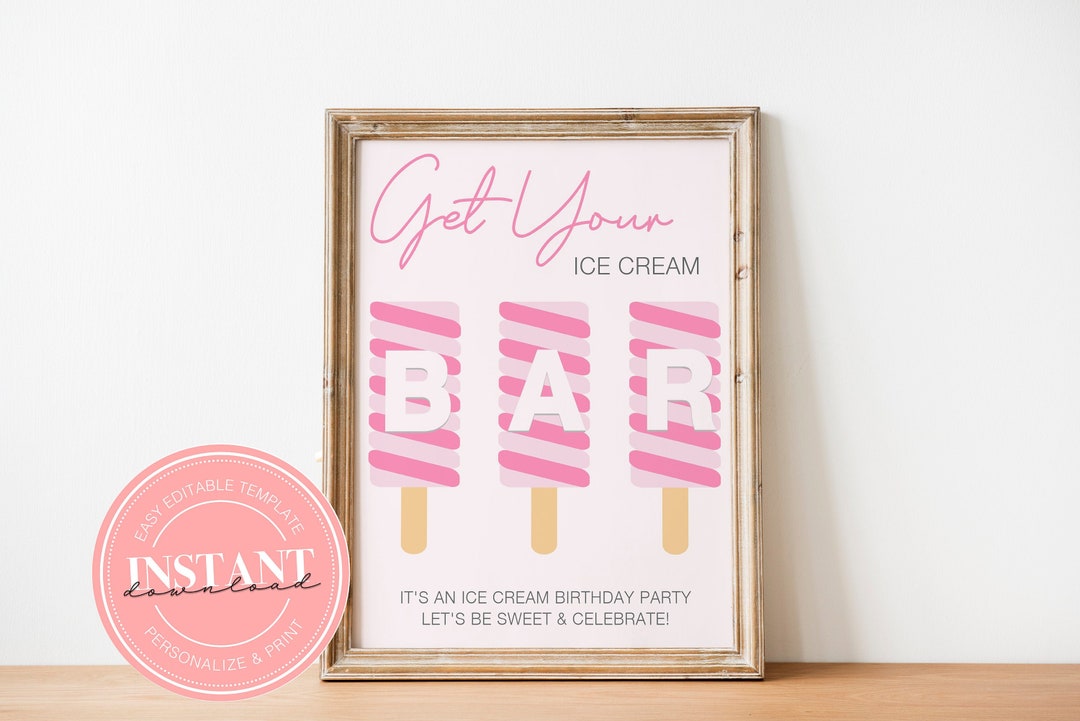 Editable Ice Cream Bar Sign | Instant Download Decor | Ice Cream Decor ...