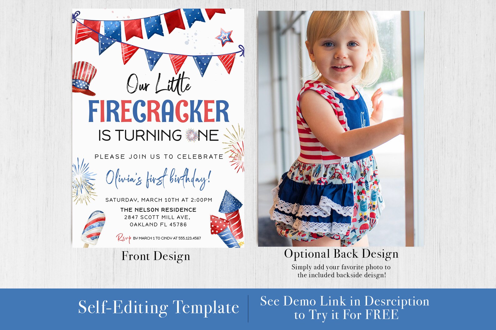 Editable Our Little Firecracker is Turning One July 4th - Etsy