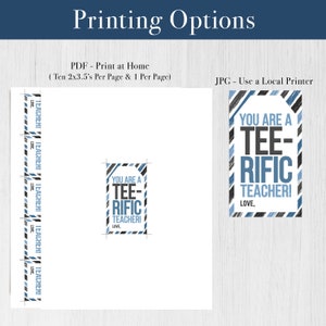 Printable You Are A Tee-rific Teacher Favor Gift Tag Printable Blue ...