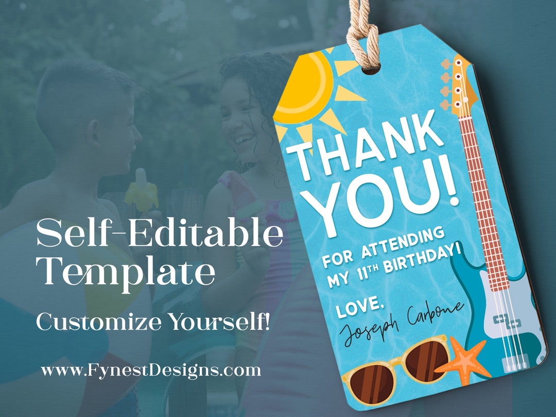 Editable Pool Party Favor Gift Tag Template Stay Cool by the Pool ...